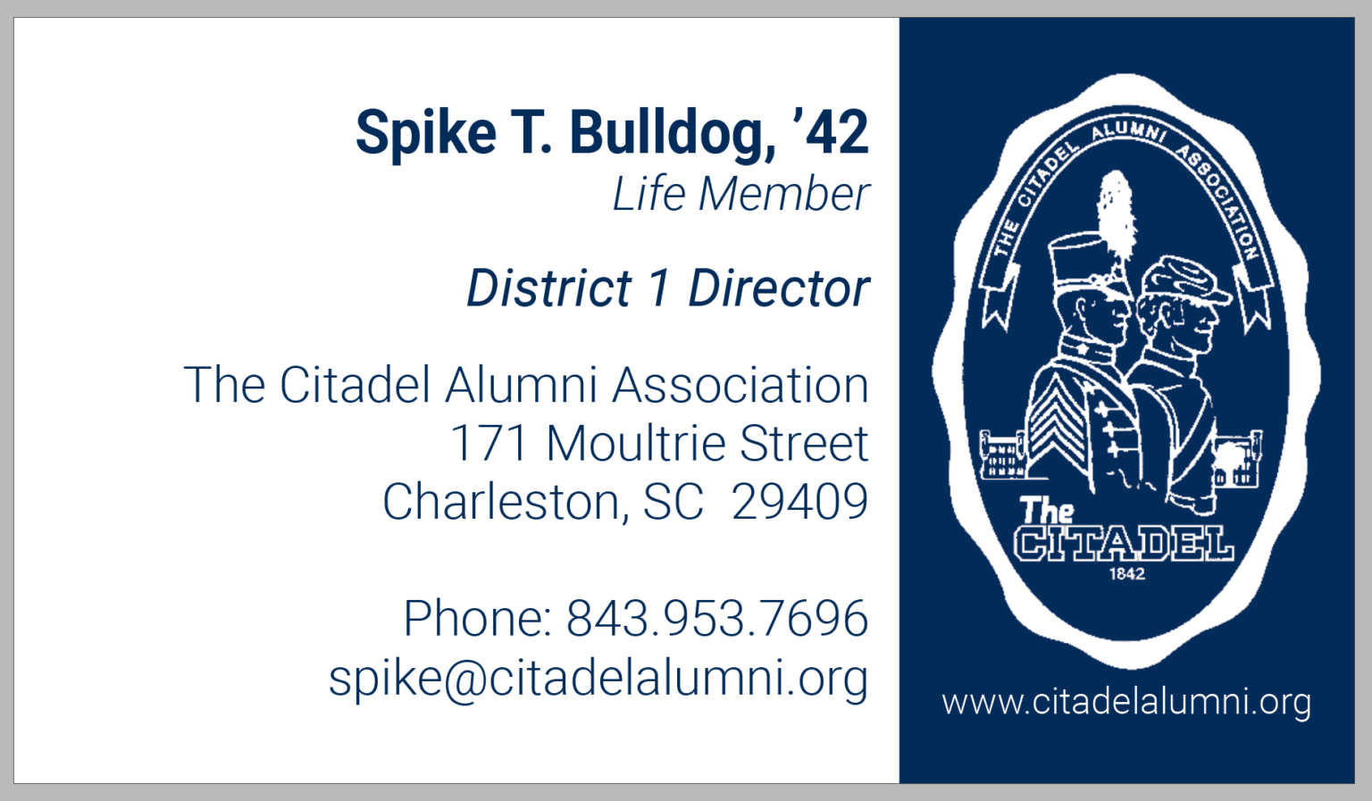Business Cards and Email Request – The Citadel Alumni Association